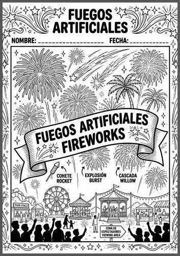 Activities: Bilingual Diwali Coloring Pages - Spanish & English Vocabulary