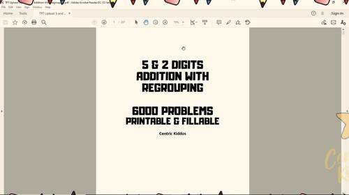 Five and Two Digits Addition With Regrouping Test Practice Drills 6000 ...