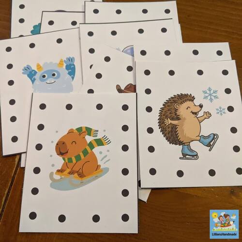 Winter Hole Punch Cards for Kids | Snowmen, Yetis & More by Lillian's ...