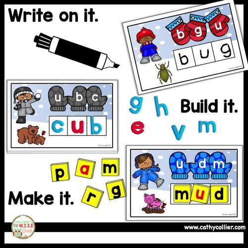 CVC Cards Center Winter Short u | Unscramble by Cathy Collier The WISE Owl