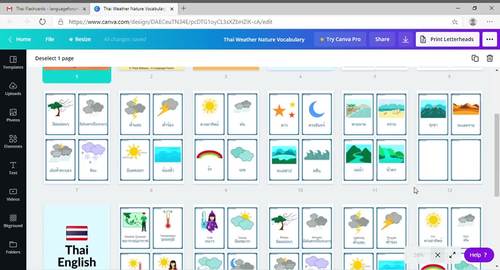 Thai weather flashcards | Thai nature flashcards by Language Forum