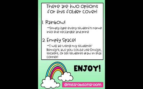 Rainbow Student Take Home Folder & Binder Cover- Editable- PDF & Powerpoint
