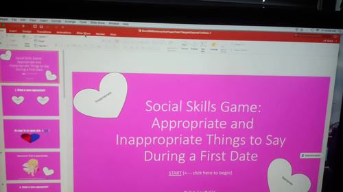 Social Skills Game (Interactive Power Point): Things to Say on a First Date
