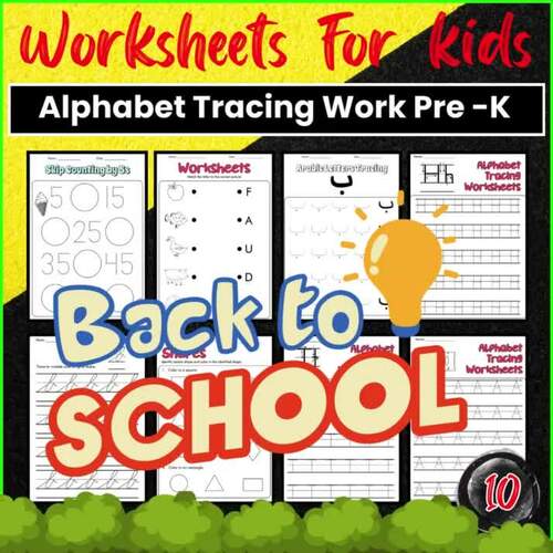 Alphabet Tracing & Basic Shapes Worksheets Pre -K by Lib Anatomy school