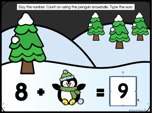 Winter Counting On Addition for Google Slides by Rhody Girl Resources