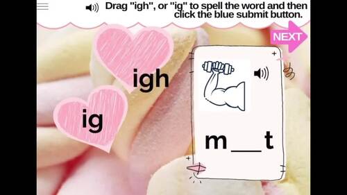 Long I Vowel Teams - IGH, IG, Y, IE - Valentine's Day Boom™ Activity