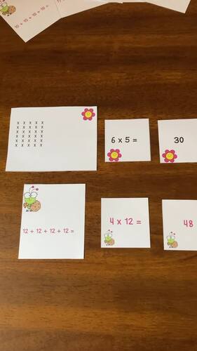 Multiplication Fact Practice Matching Activity with Arrays Repeated ...