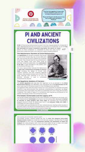 Math and Ancient Civilizations Reading Comprehension Pi Day Activities ...