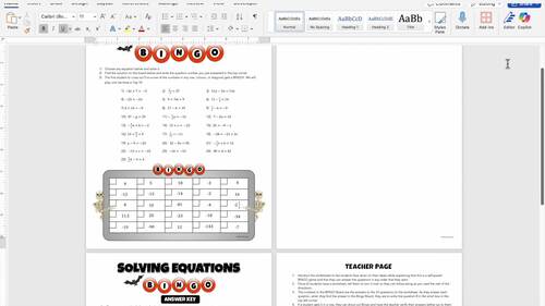7th Grade Math Halloween Game | Solving 2-Step Equations Review Activity