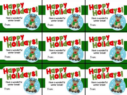 Cute Printable Happy Holidays Gift Tag by Highs and Lows of a Teacher