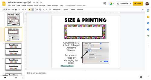 Printable Name Tags | Name Plates | Editable with Google Slides & PPT