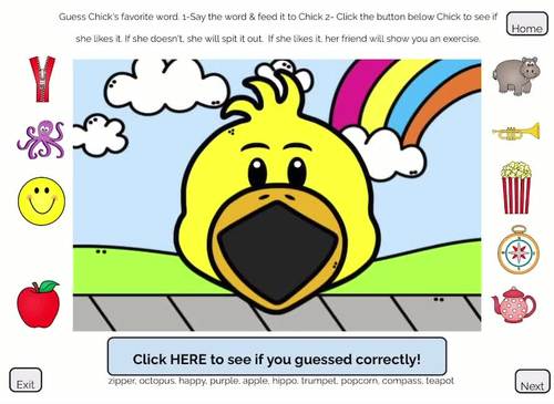 Articulation BOOM CARDS P, B, & M | Feed, Say & Move w/Chick by ...