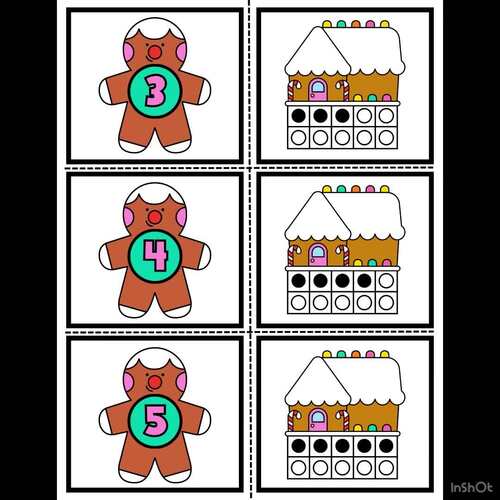 Gingerbread Man Theme Matching Cards | Holiday Numbers 0 to 20 | TPT