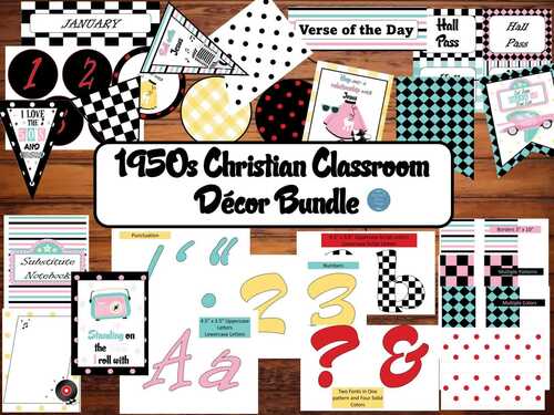 1950s Christian Classroom Decor Bundle For Elementary, Middle or High ...