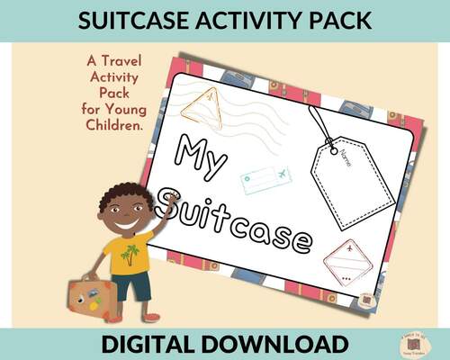 Toddler Travel Activity Worksheets, My Suitcase Adventure for Kindergarten