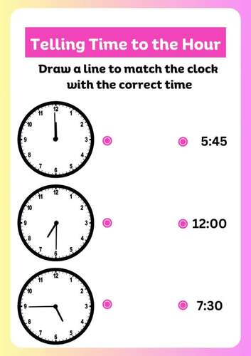 Telling Time Activities Math Brain Breaks - AND the hour matching ...