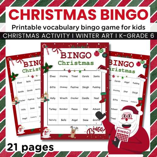 Christmas Vocabulary Bingo Cards for Kids, Holiday ELA Activity ...