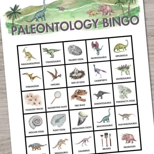 Paleontology BINGO Game | Printable Activity: Dinosaurs & Fossils