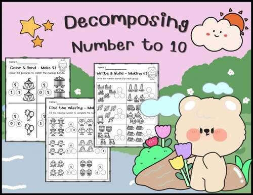 Decomposing Numbers to 10: Number Bonds Worksheet | TPT