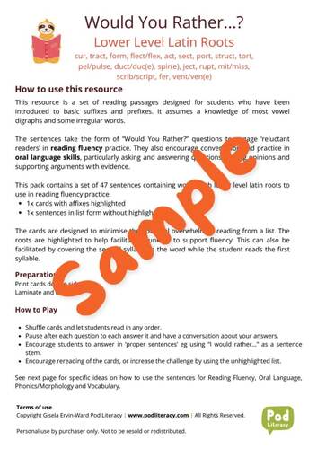 BUNDLE Would You Rather? Reading Fluency Games and Passages. Morphology.