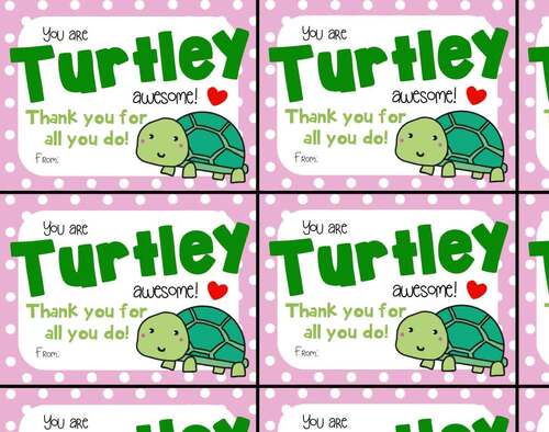 Turtle-Themed Teacher (Staff) Appreciation Gift Tag- You're Turtley ...