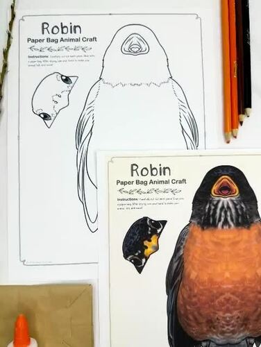 Robin | Paper Bag Puppet | Printable Craft | Robins by Simply Schoolgirl