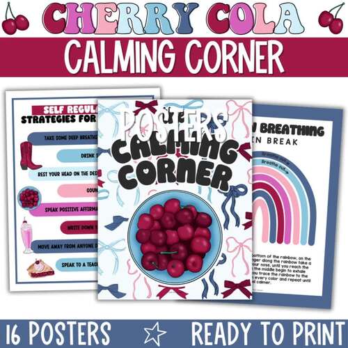 Retro Cherry 90s Calming Corner Posters, Calm Down Corner, Emotional ...