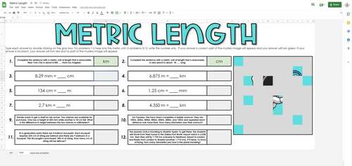 Converting Metric Length Measurement Digital Mystery Puzzle Pixel Art ...
