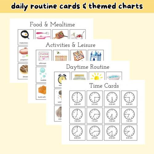 Daily Schedule Cards Morning Routine Chore Chart Watercolor Style
