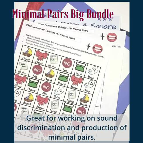 Minimal Pairs Phonological Speech Therapy Activity Big Bundle by Find ...