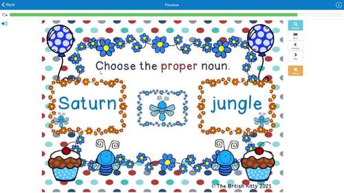 Common Nouns Proper Nouns Boom Cards™ Blue Flowers by The British Kitty
