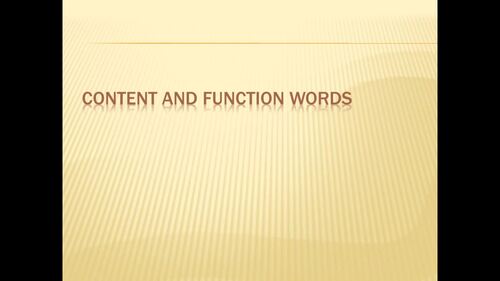 Content and Function Words in English by Optimal Resources | TPT