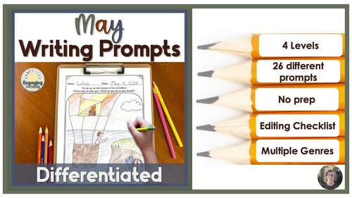 May’s Spring Writing Prompts with Checklist for Differentiated Centers ...