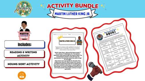 MLK Mini Activity Bundle: Noun Sort, Reading & Writing Activity | TPT