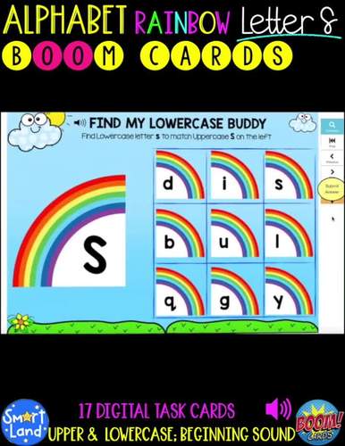 Alphabet practice_Letter S_Rainbow fun_Boom Cards™ by Smart Land Printables