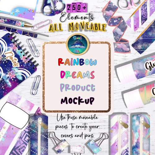 Rainbow Dream MOVEABLE Product Mockup| Paper Product Cover Images TpT ...