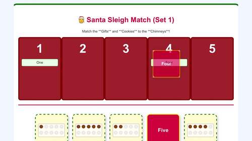 Santa's Sleigh Number Match: Kindergarten Holiday Counting Game (Digital)