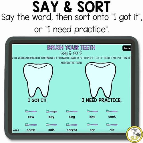 Brush your Teeth Articulation Say & Sort - Digital Speech Progress ...