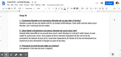Le Petit Nicolas - Vidéo de la correction des questions du chapitre 16