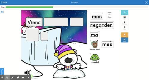 Distance Learning - Winter Predictable Sentences French BOOM Cards Hiver