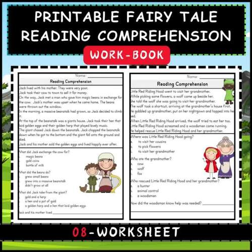 Printable Fairy Tale Reading Comprehension for kids by Lib Anatomy school