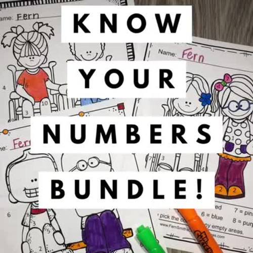 Back to School Color By Number Kindergarten Know Your Numbers Bundle