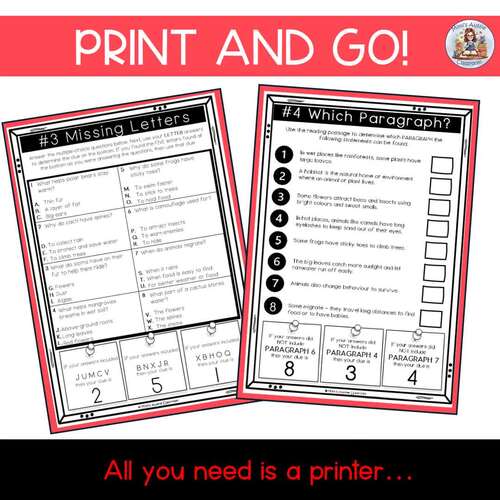 Adaptations of Living Things Escape Room and Vocabulary Hunt Grade 5 Bundle