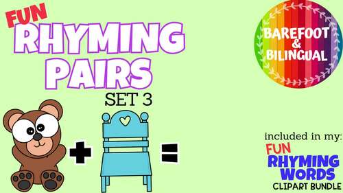 Rhyming Clipart Pairs Set 3 - Fun Rhyming Words Clipart | TPT