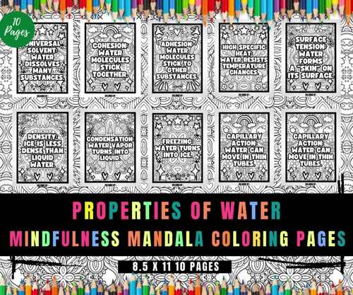 Properties Of Water, Relaxing Coloring Sheets, Morning Work No Prep