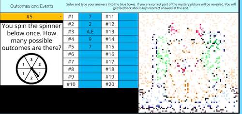 Outcomes and Events 7th Grade Math Simple Probability Pixel Art Activity
