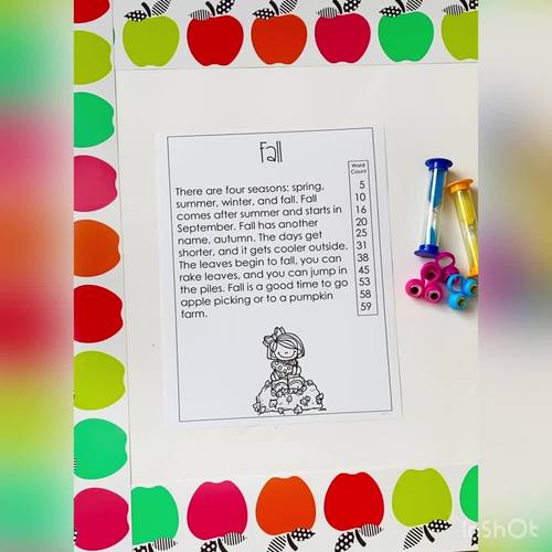 Fall Reading Fluency Passages and Comprehension Questions Digital and ...