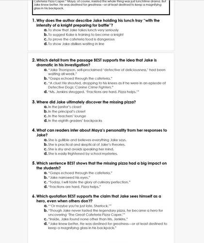7th Grade Inferences/Text Evidence Quarterly Reading Assessments & Tracking