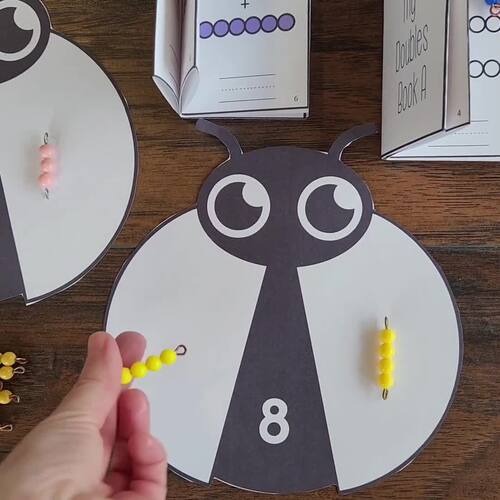 Montessori Adding doubles addition activities (colored bead bars)