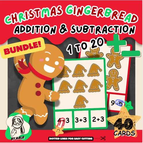 Christmas Gingerbread Themed Math Fun: Addition & Subtraction 1 to 20 ...